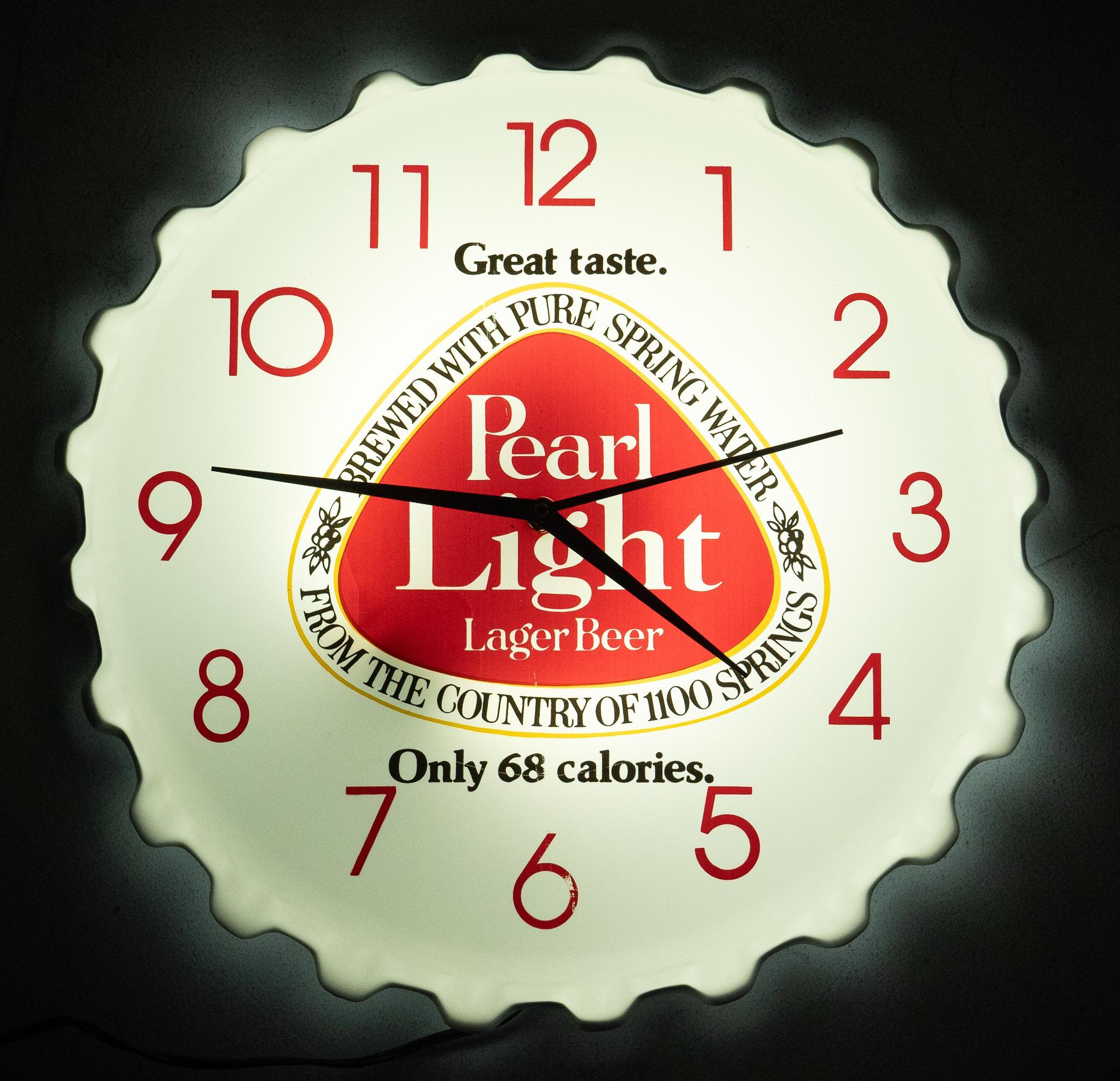 1980's Pearl Light Beer Lighted Wall Clock | Vogt Auction