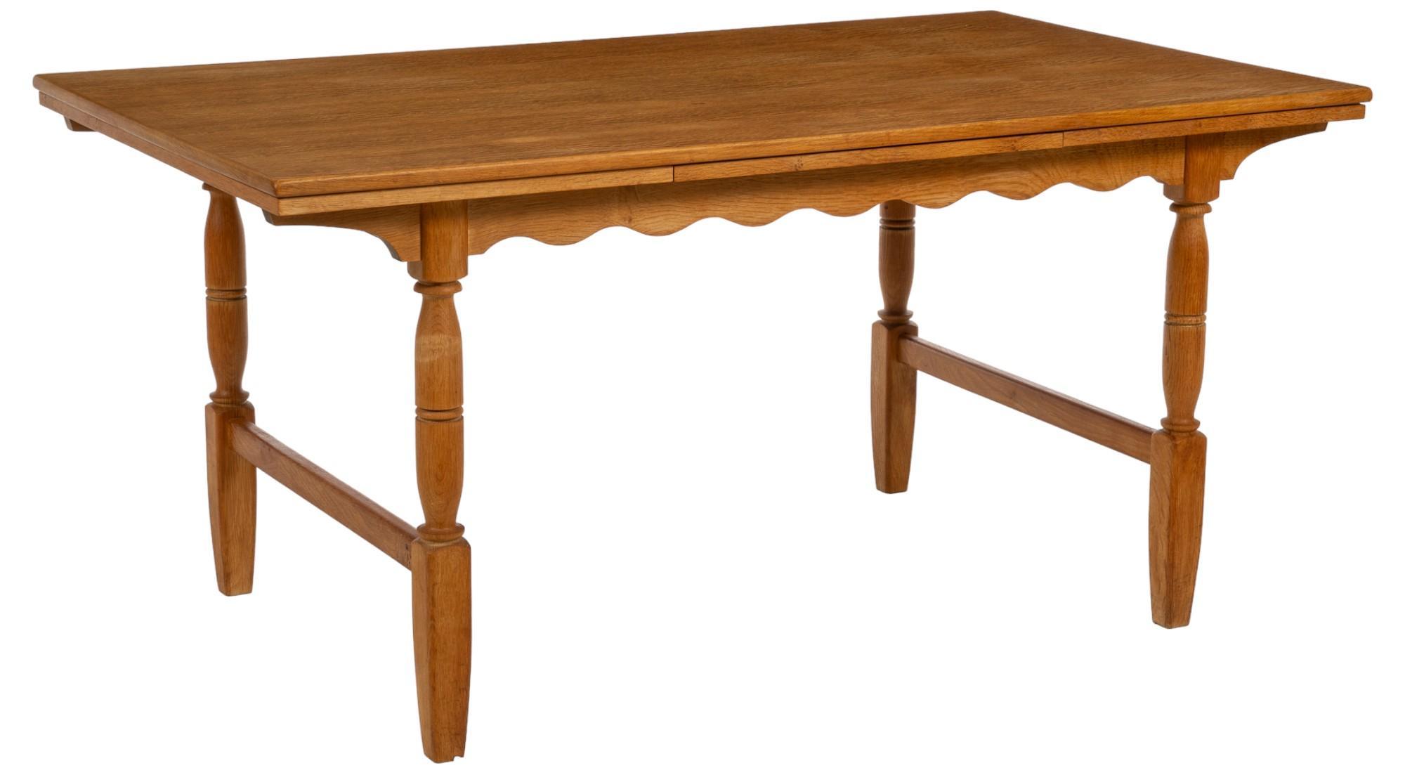 Henning Kjaernulf Style (DNK) Mid-Century Oak Extending Dining Table ...