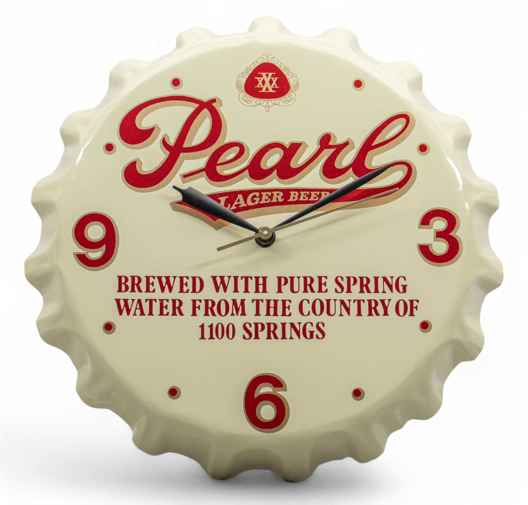 Pearl Lager Beer Bottle Cap Wall Clock | Vogt Auction