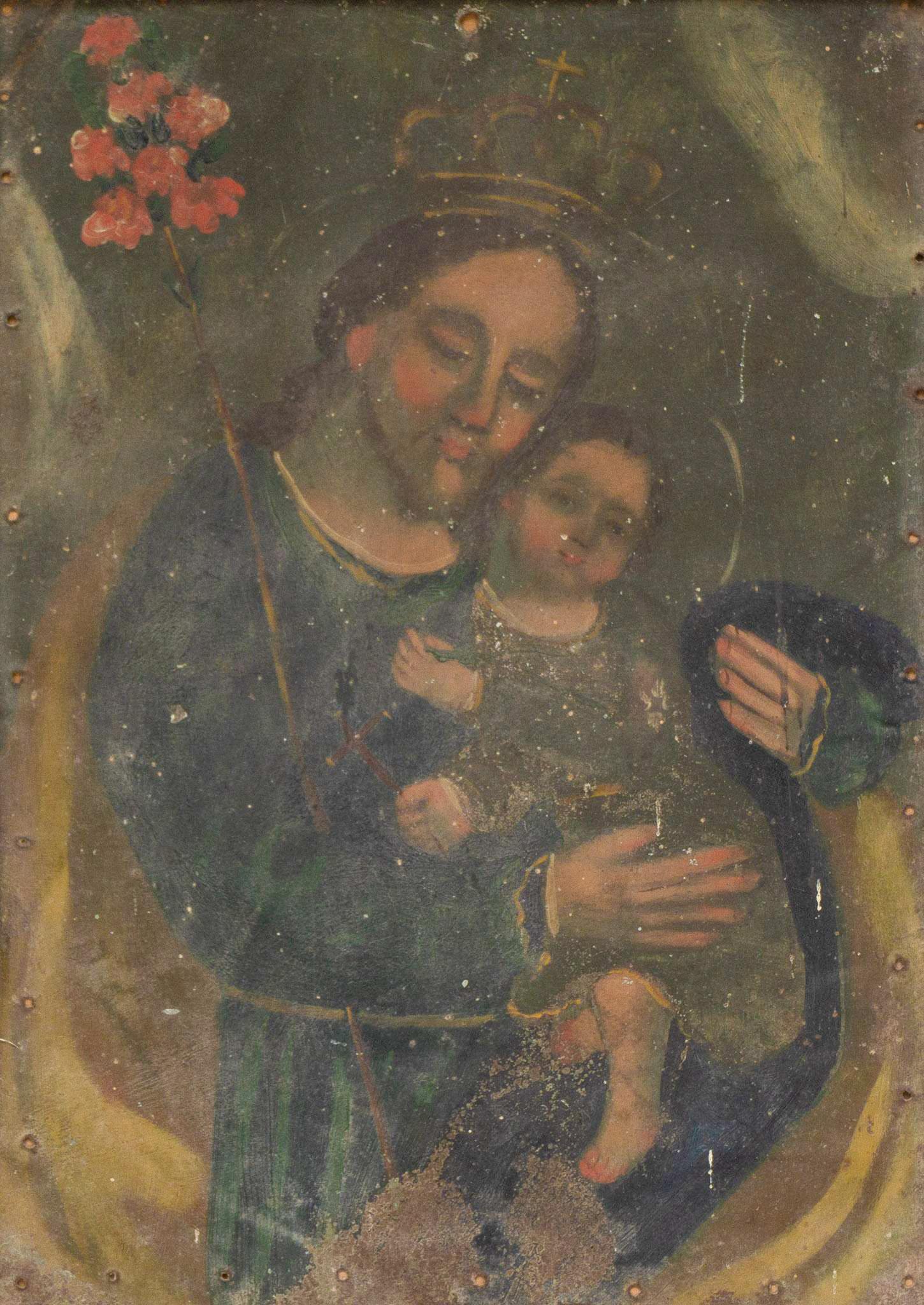 19th C. Mexican Folk Art Retablo, Saint Anthony | Vogt Auction