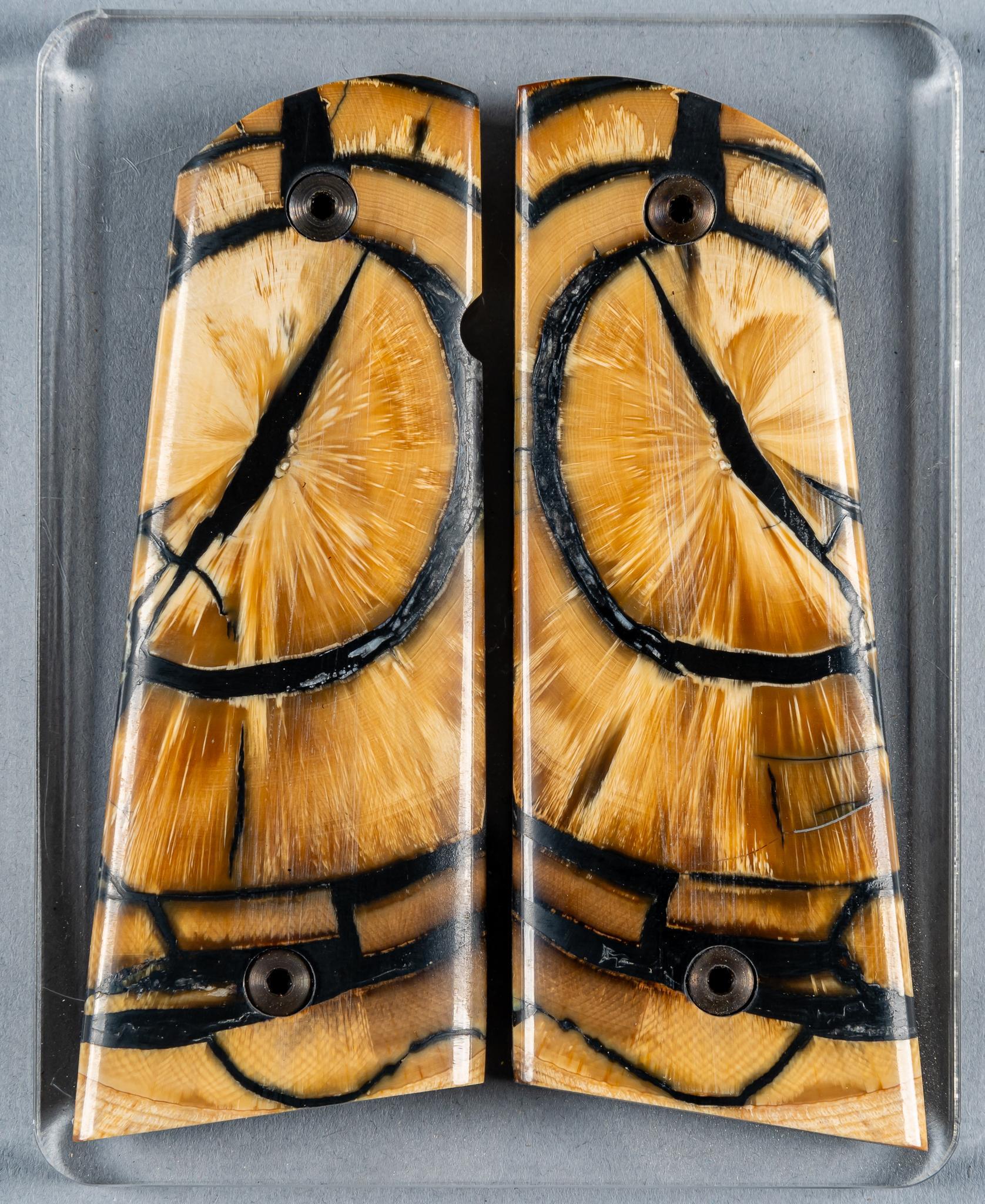 Pair of Cross-Cut Mammoth Tusk Fossil 1911 Grips | Vogt Auction